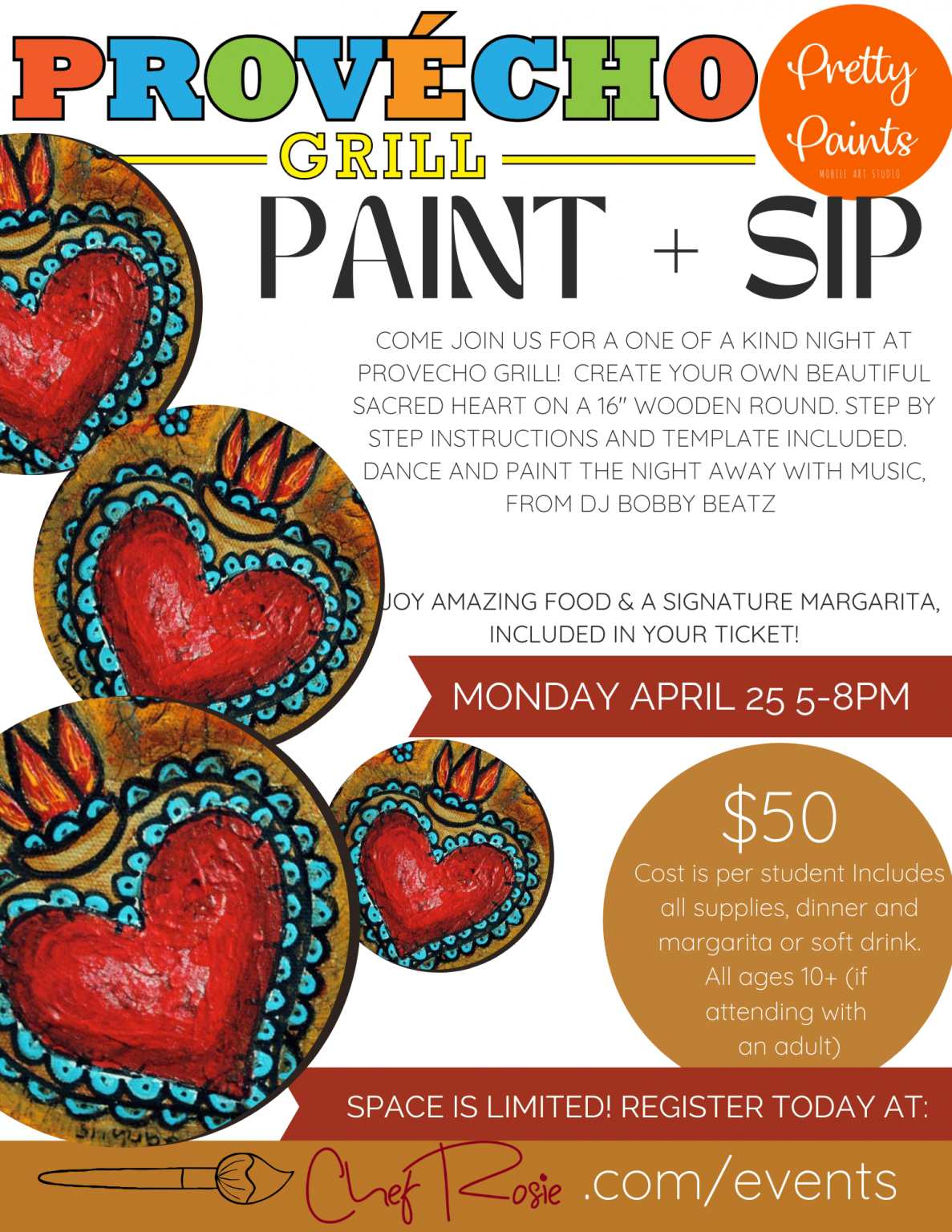 Paint & Sip Event on April 25th 5PM-8PM at Provecho Grill